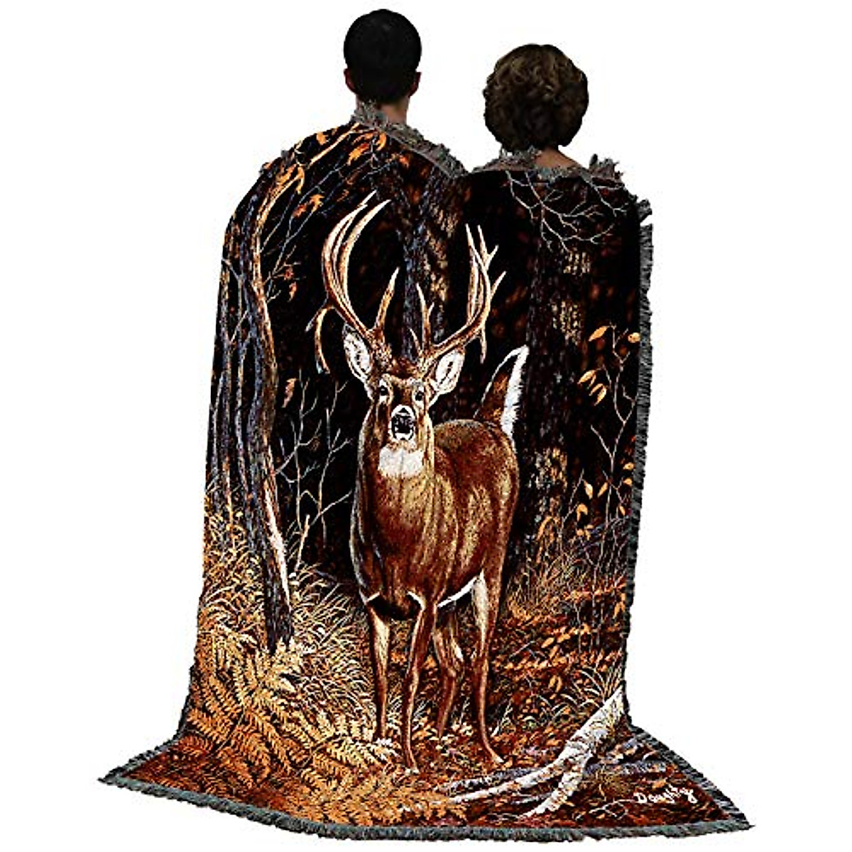 Pure Country Weavers Bad Attitude Deer Blanket by Terry Doughty - Wildlife Lodge Cabin Gift Tapestry Throw Woven from Cotton - Made in The USA (72x54)