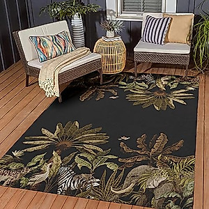 Dalyn Rugs Indoor/Outdoor Tropics TC8 Black Washable 8' x 10' Rug