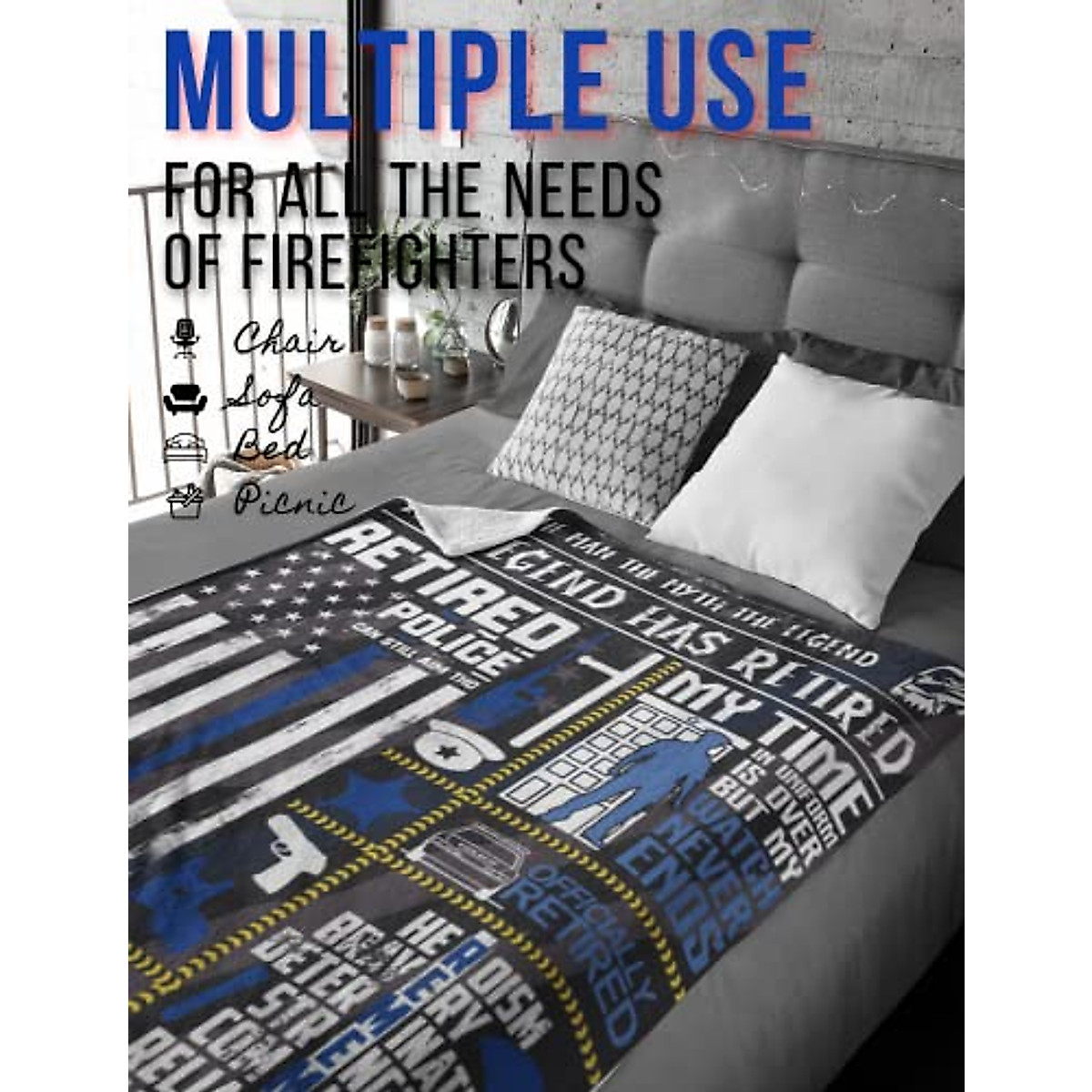 InnoBeta Police Retirement Gifts for Men, Retirement Gifts for Police Officers Men, Bed Flannel Fleece Plush Blankets (50"x 65") - The Legend Has Retired