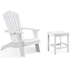 Pslivam Outdoor Side Table, 15.6" Poly Lumber Adirondack Side Table, Weather Resistant Patio Side Table for Poolside, Garden and Front Porch (White)