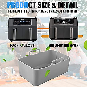 Silicone Air Fryer Liners For Ninja Foodi Dual Dz201 Dz401, Reusable Air Fryer Silicone Basket With Heat-proof Gloves, Food Grade air Fryer Silicone Pot For Ninja Foodi, Heat Non-stick Easy To Clean