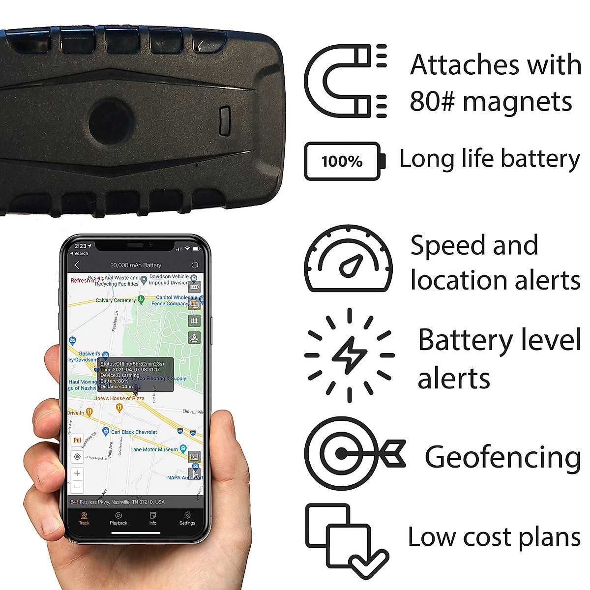 GPS Tracker for Vehicle - Discover It - 5G Real Time GPS Tracking Device Monitoring System with GEO Fence for Kids, Cars, Vehicle, Seniors - Up to 256 Day Battery Life - (12 Month Plan)