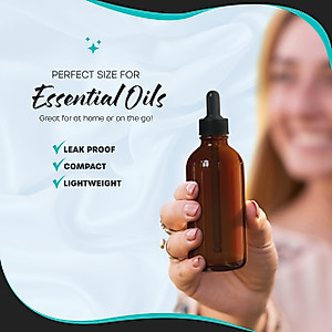 Nevlers 48PK Amber Glass Dropper Bottle 4 Oz | Leakproof Empty Eye Dropper Bottle | Glass Bottles with Dropper Useable as Mini Dropper Bottles for Travel, Tincture Bottles, Medicine Dropper, & More