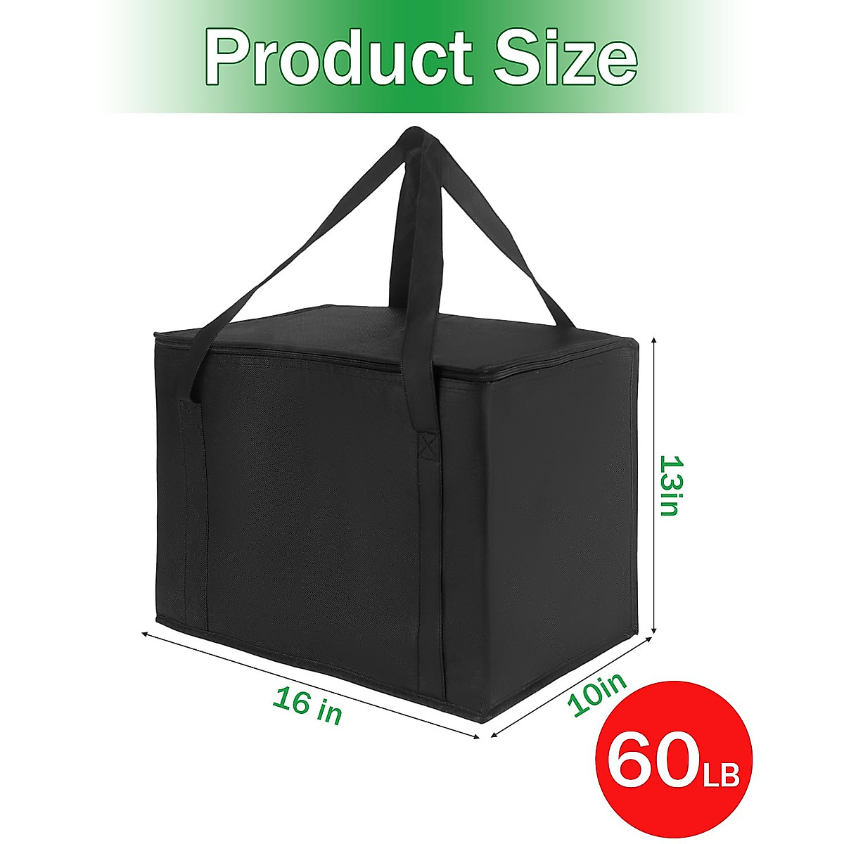 Colemoly Reusable Grocery Bags 4 Pack Shopping Bags Insulated Bag (Black 16x13x10 inch)