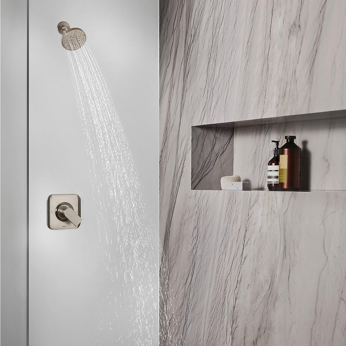 Moen Genta LX Brushed Nickel Posi-Temp Pressure-Balancing Modern Shower Lever Handle, Valve Required, T2471BN