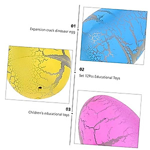 EXQUIMEUBLE 12pcs Water Hatching Dinosaur Eggs Mini Toy Kids Educational Toys Inflatable Toy Transforming Dinosaur Toys Easter Eggs Surprise Toys Dinosaur Egg Toys Inflation Toy Dinosaur Model