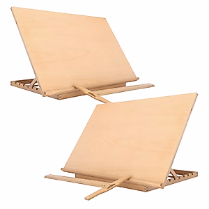 Artist's Loft Collapsible All-Media Wooden Tabletop Flat Surface Easel with T-Square and Tilting Mechanism Angle Adjustment, (2 Pack)