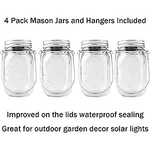 Solar Lanterns Mason Jar Hanging Lights,4 Pack 30 LED Lights String Fairy Firefly Starry Jar Lights (Mason Jars/Hangers Included),for Patio Garden Wedding Table Mason Jar Decor Solar Lantern Lights