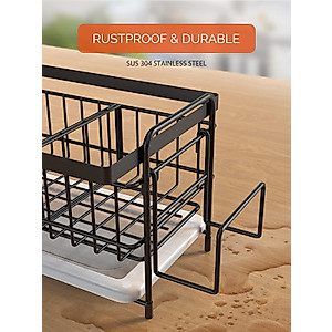 FixOwl Sink Caddy Kitchen Sink Organizer Sponge Holder for Kitchen Sink Non-Slip Countertop Organizer SUS304 with Removable Tray, Black