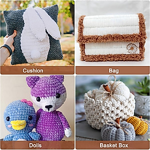 HARFINGTON 2 Skeins Velvet Chenille Yarn 2x100g/7.1oz 174 Yards Total Length #6 Super Bulky Polyester Soft Blanket Yarn for Knitting Weaving Scarf, Yellow