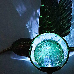 VCUTEKA Solar Wind Spinner Metal Garden Stake Solar Garden Light Outdoor Decorative Wind Sculpture for Yard Pathway Decor