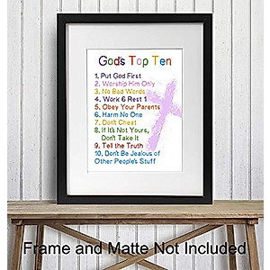 The Ten Commandments - 8x10 Christian Religious Scripture, Bible Verse Wall Art - Kids Wall Decor, Kids Bedroom Decor, Kids Wall Art - Gift For Child, Boys, Girls Room, Nursery - Unframed Poster Print