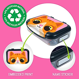 ZIPIT Large Recycled Plastic Pencil Box for Girls, Pencil Case for School, Organizer Pencil Bag, Large Capacity Pencil Pouch (Kitty)