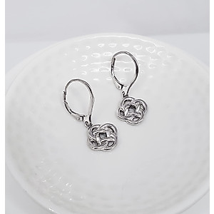 Hoops & Loops - Sterling Silver Love Knot Flower Dangle Leverback Earrings