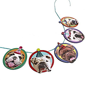 English Bulldog cake garland, photographic dog birthday part decoration
