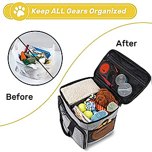 6 Set Dog Travel Bag, Large Pet Travel Kit for Supplies Includes 2 Food Containers, 1 Travel Organizer for Dogs, 2 Collapsible Bowls, 1 Treat Pouch, Dog Weekend Overnight Travel Bags Luggage, Grey