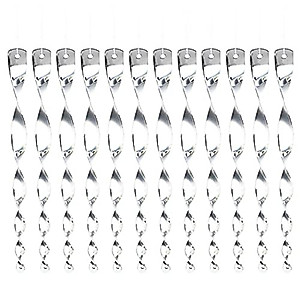 Hanging Anti Bird Rod 12Pcs Excellent Decorative Wind Spiral Reflective Hanging Bird Deterrent Rod Silver