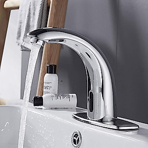 Bath Select Lano Deck Mount Sensor Faucet - BST502N Luxurious Design Solid Brass Touchless Automatic Sensor Water Mixer Faucet Without Soap Dispenser - Chrome Finish