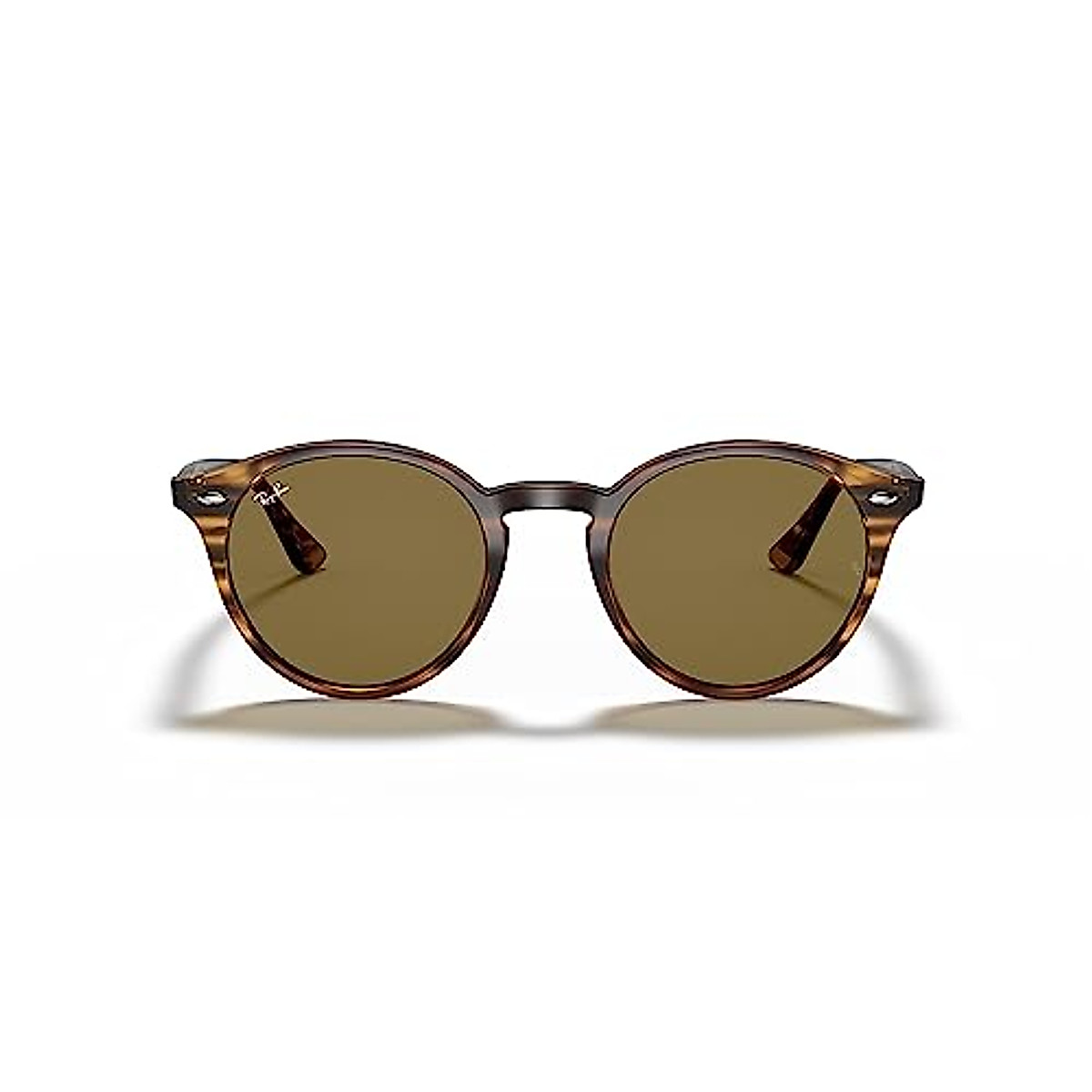 Ray-Ban RB2180 Round Sunglasses, Striped Red Havana/Dark Brown, 49 mm