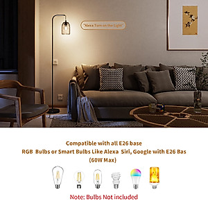 A ANTEN Industrial Floor lamp, Metal Standing Lamps for Living Room, 63 Inch, Modern Tall Lamp for Reading, E26, Mid Century Corner Lamp with Foot Switch, Black Floor Light for Bedrooms, Office, Home