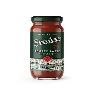 Bionaturae Organic Tomato Paste - No Salt Tomato Paste, Tomato Paste in a Jar, Keto Friendly, Non-GMO, USDA Certified Organic, No Added Sugar, No Added Salt, Made in Italy - 7 Oz, 12 Pack