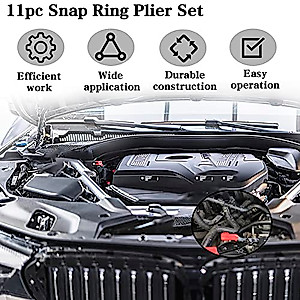 Snap Ring Plier Set Heavy Duty Long Reach Snap Ring Plier Set With Case 11pc Retaining Ring Pliers Set Mechanics Circlips Auto Tool Internal External Pliers for Car Trunk Motorcycle