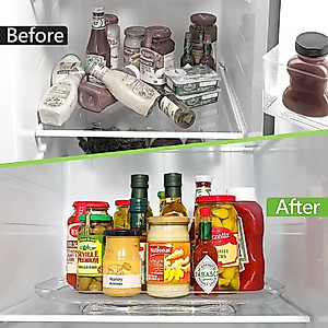 NEKTARE Lazy Susan Turntable Refrigerator Organizer, 15.67'' Clear Rectangular Fridge Organizer Storage, Lazy Susan Organizer for Cabinet, Table, Pantry or Kitchen Countertop Organizer