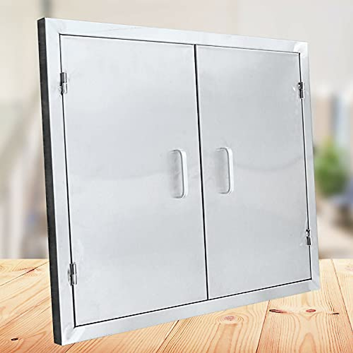 Outdoor Kitchen Door 28"x24" BBQ Double Doors Outdoor Oven Kitchen Stainless Steel Access Door