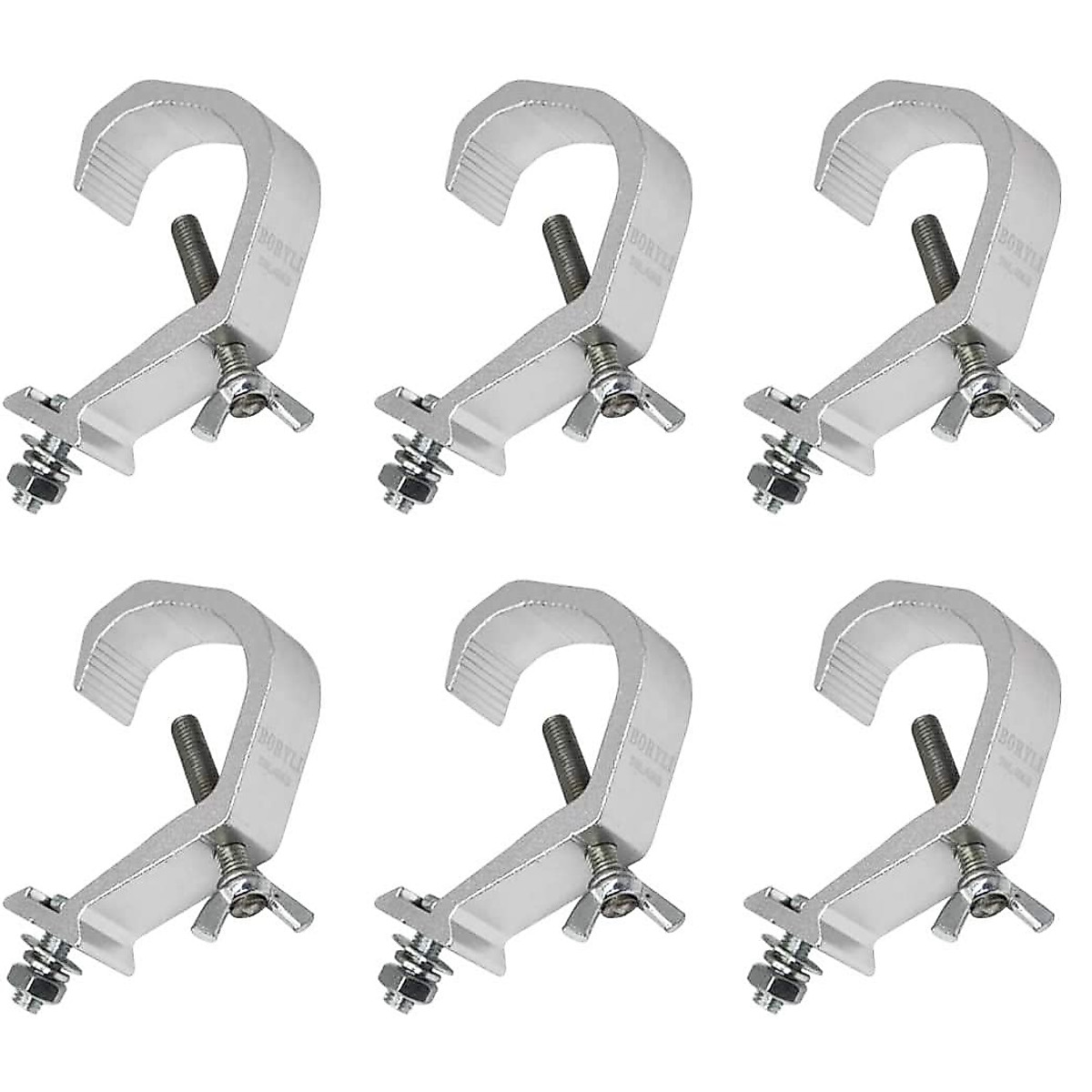 6 Pack Stage Light Clamp, Aluminum Alloy Truss Clamp, Stage Light Clamp Hook for DJ Lighting Par Lights Spot Lights, Fit for 1.18-1.96 Inch OD Pipe, Max Load 33 lbs