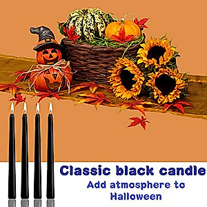 Tonsooze Black Taper Candles, 14 pcs Unscented Candles, 10 inch High, 3/4 inch Thick - 7.5 Hours Burning (Black)