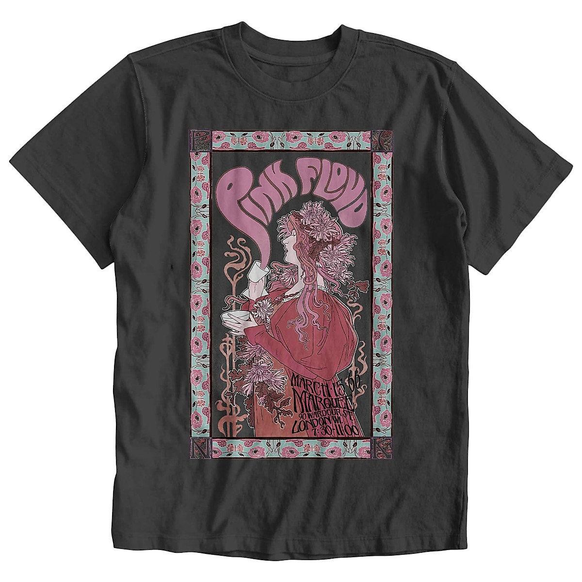 Pink Floyd Marquee Concert London 1966 Poster Men's and Women's T-Shirt (Black, Small)