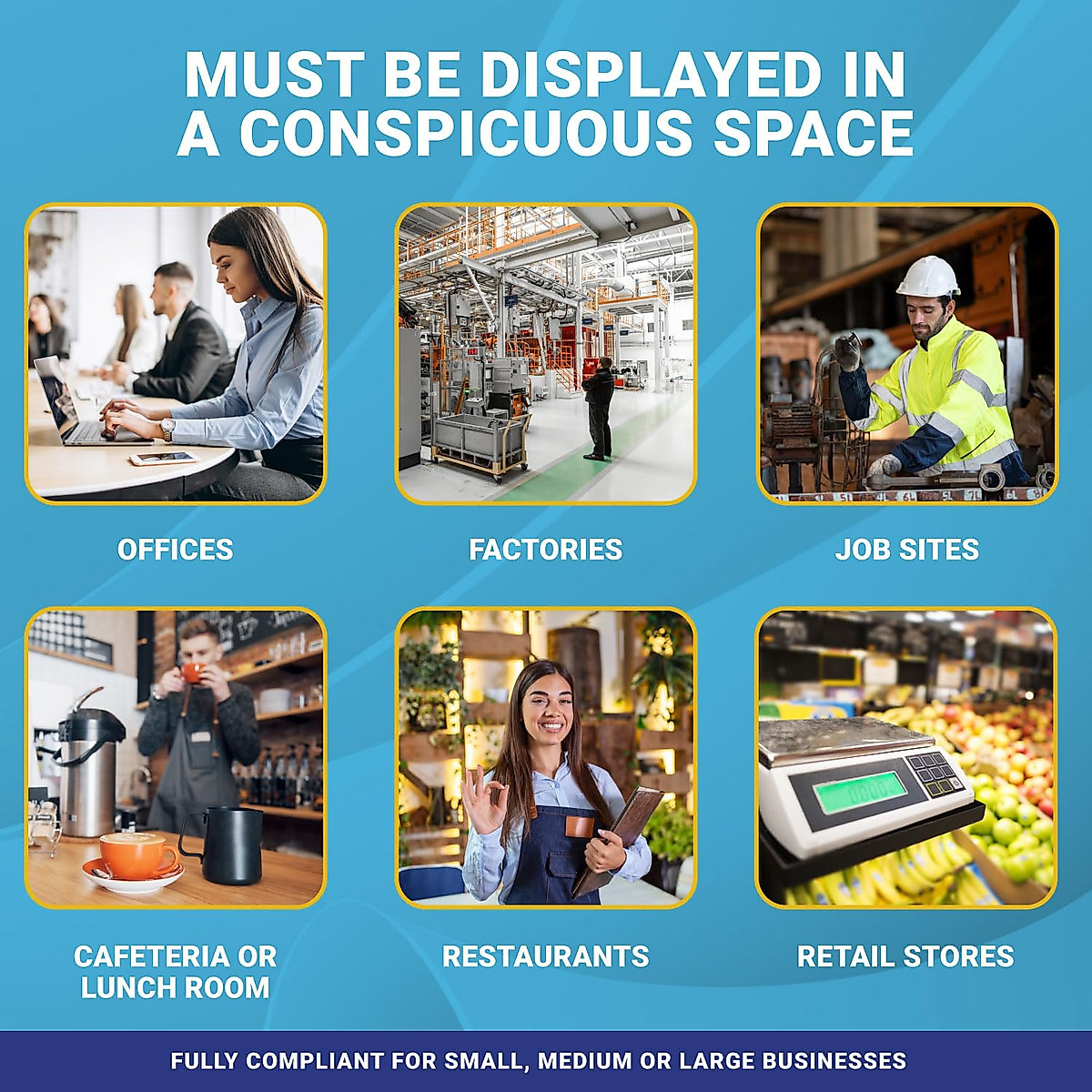 2025 Florida State and Federal Labor Law Poster - OSHA Workplace Compliant - Mandatory Regulations Posting for Employees - Required Compliance Posting 16" x 40" Laminated (1PACK)