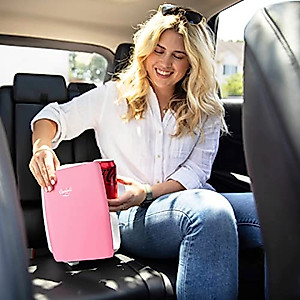 Cooluli Skincare Mini Fridge for Bedroom - Car, Office Desk & Dorm Room - Portable 4L/6 Can Electric Plug In Cooler & Warmer for Food, Drinks, Beauty & Makeup - 12v AC/DC & Exclusive USB Option, Pink