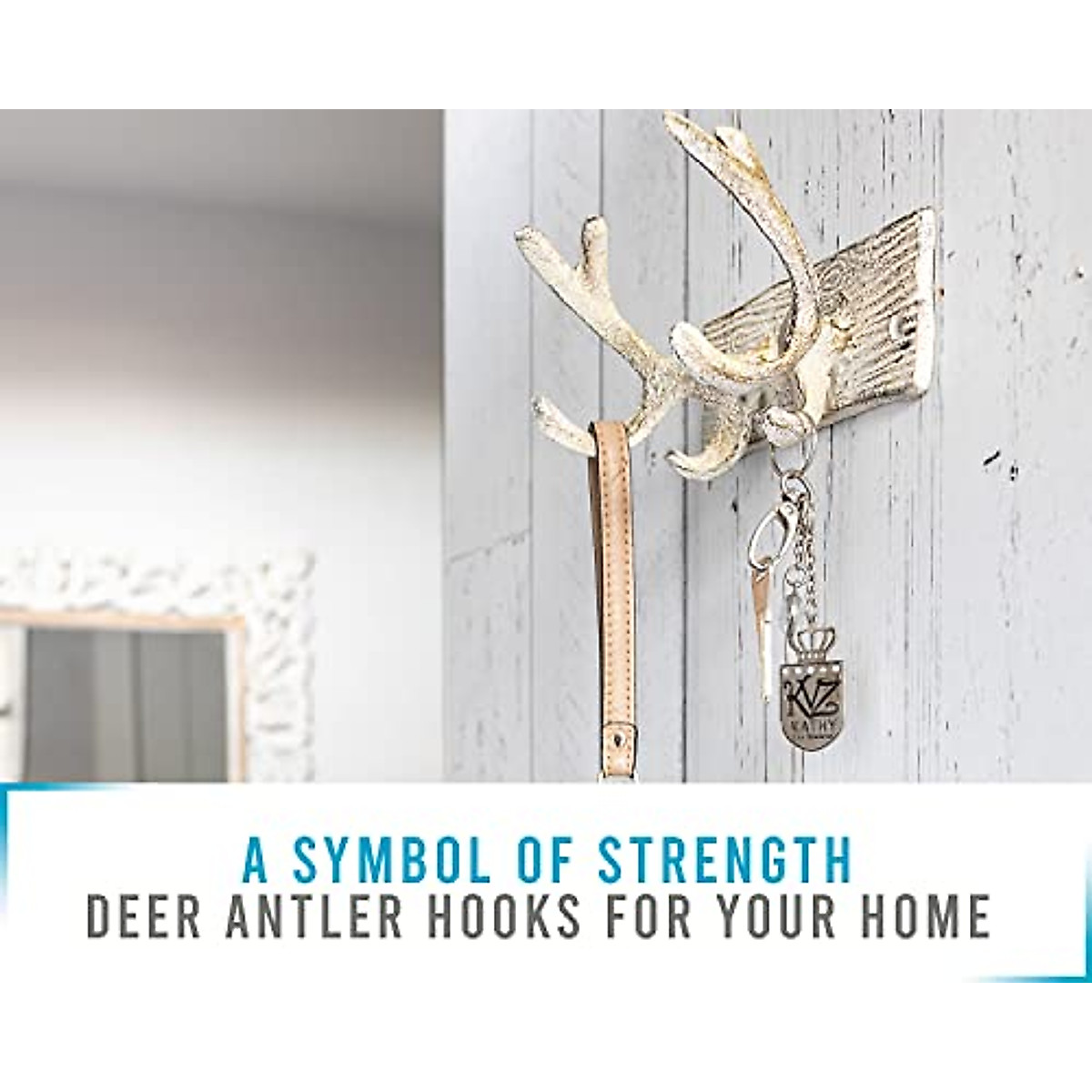 Comfify Vintage Cast Iron Deer Antlers Wall Mounted Hooks Antique Finish Metal Clothes Hanger Rack w/Hooks Deer Antlers Shape | Includes Screws and Anchors | in Antique White