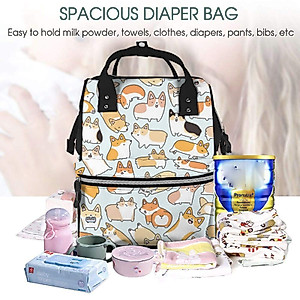 Diaper Bag Cute Corgi Large Capacity Nappy Bag Backpack for Baby Care Tote Bags Travel Backpack for Mom and Dad