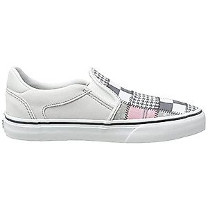 Vans Unisex Asher Canvas Low Platform Slip On Sneaker - Deluxe Patchwork Light Grey 9