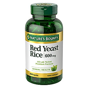 Nature’s Bounty Red Yeast Rice, Herbal Supplement, 60mg, 250 Capsules