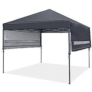 MASTERCANOPY 10x10 Pop-up Gazebo Canopy Tent with Double Awnings Dark Gray