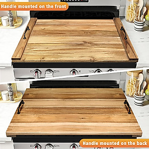 GASHELL Noodle Board Stove Cover with Handles for Electric, Gas Stove Top (Acacia Wood)