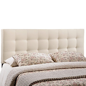 Modway Lily Tufted Linen Fabric Upholstered Queen Headboard in Ivory