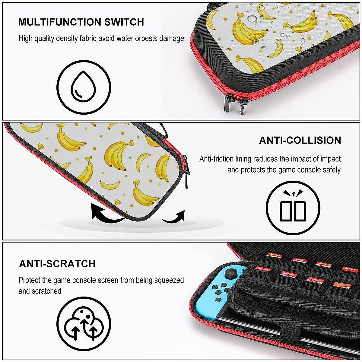 Sweet Banana Fruit Carrying Case For Nintendo Switch Protective Portable Hard Shell Pouch Travel Game Bag