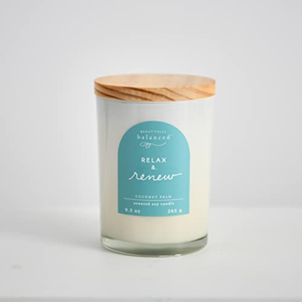Beautifully Balanced Scented Lidded Glass Soy Candle, Relax + Renew, 9.3 oz.