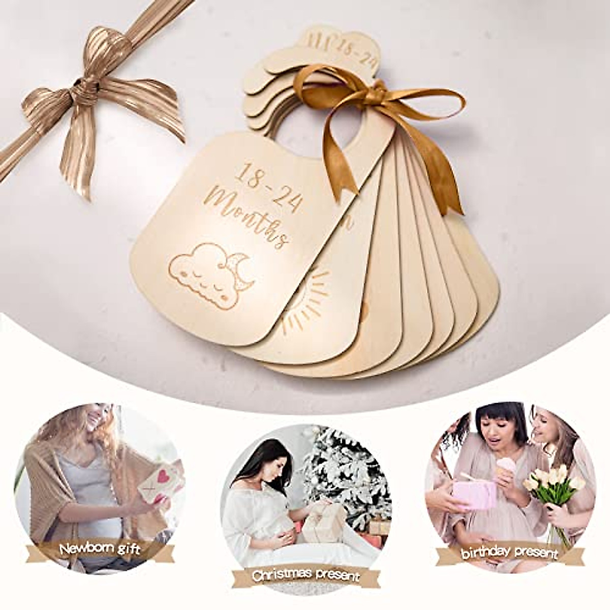 Baby Closet Dividers,Baby Clothes Dividers for Closet from Newborn to 24 Months,7 Premium Wooden Nursery Hanger Organizers Decor to Make a Tidy&Well Infant Closet