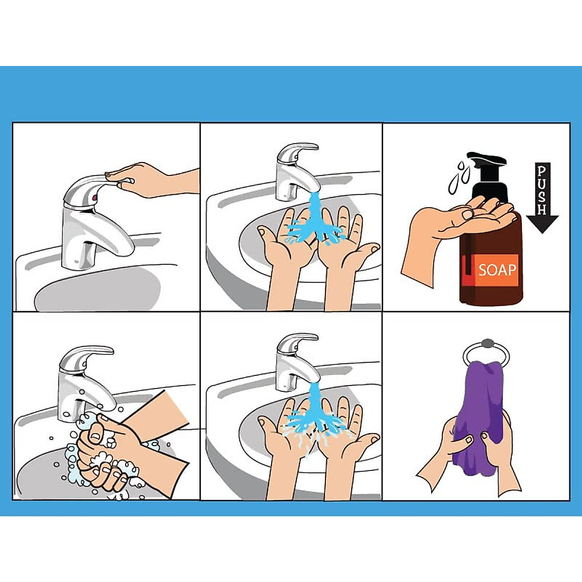 HOM ABA/OT Approved Step-by-Step Laminated 9X12" Hand Washing Chart for Kids. Ideal for Children with Autism or Special Needs. Helps with Independence and self Care. PECS, Visual Schedules, ASD