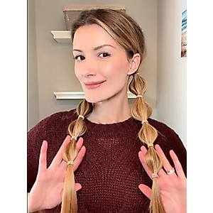 Heliums Small Hair Ties - Light Blonde - 1 Inch Hair Bands, 2mm Hair Elastics For Thin Hair and Kids - No Damage Ponytail Holders in Neutral Colors - 48 Count