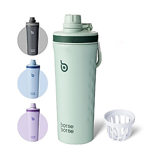 BOTTLE BOTTLE 26oz Insulated Shaker Bottle Insulated Stainless Steel Water Bottle with Wire Whisk, Reusable Stainless Steel Water Bottle, Gym Water Bottle（green）