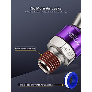 EVOULTES 2-Pack 1/4 Inch NPT Air Fittings, 360° Swivel Male Quick Plug Air Hose Fittings w/Sealant, Industrial Air Tool Swivel Air Hose Connector for Air Compressor Accessories