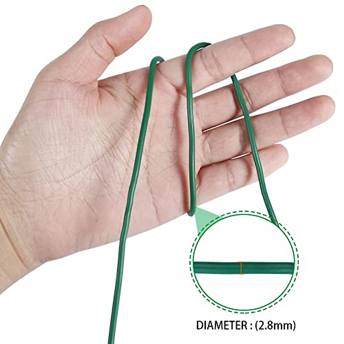 Tenn Well Green Garden Plant Ties, 66 Feet 2.8mm Bendable Plant Training Wire Trellis Wire for Supporting Tomato Plants, Climbing Roses and Cucumbers (2PCS X 33 Feet)