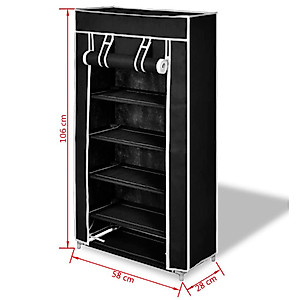 QJBSAVVA Fabric Shoe Cabinet with Cover 23" x 11" x 42" Black,Shoe Rack Organizer Closet Show Rack Shoe Bench Closet Shelf Suitable for doorways, Front Rooms, bedrooms