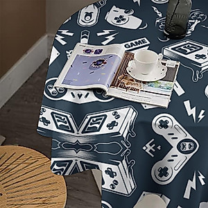 Abstract Watercolor Video Games Waterproof Washable Tablecloths Retro Gamepad Themes Video Game for Dining Table Buffet Parties and Camping 36x36in